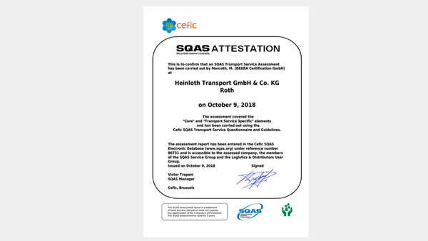 HEINLOTH besteht erfolgreich das Re-Assessment der cefic SQAS ...
